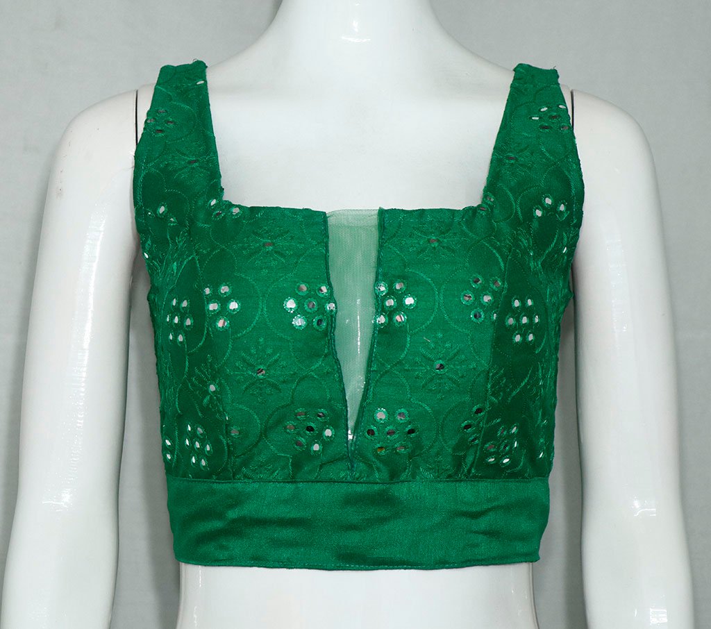 Emerald Green Color Art Dupion Silk Blouse | Ritz Fashion Trendz